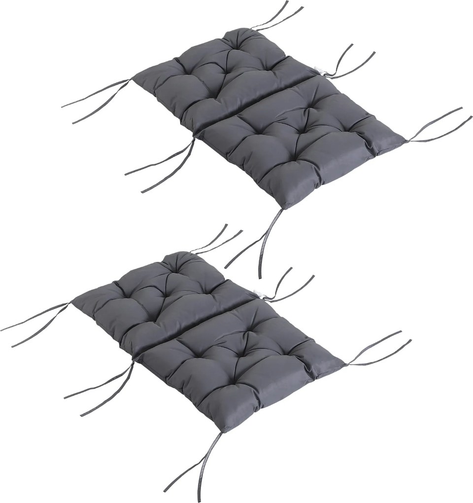 Sada 2 sedacích polštářů Outsunny, 98cm x 50cm x 8cm s popruhy, pratelné ergonomické polštáře na sezení pro domov, zahradu, pohovku, šedé | Aosom