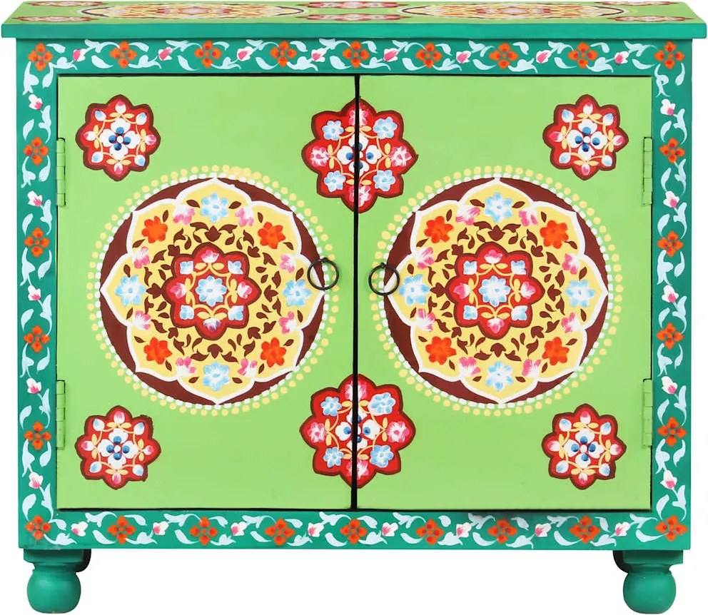 Příborník ručně malovaný vícebarevný 70 x 35 x 60 cm mangovník 321664
