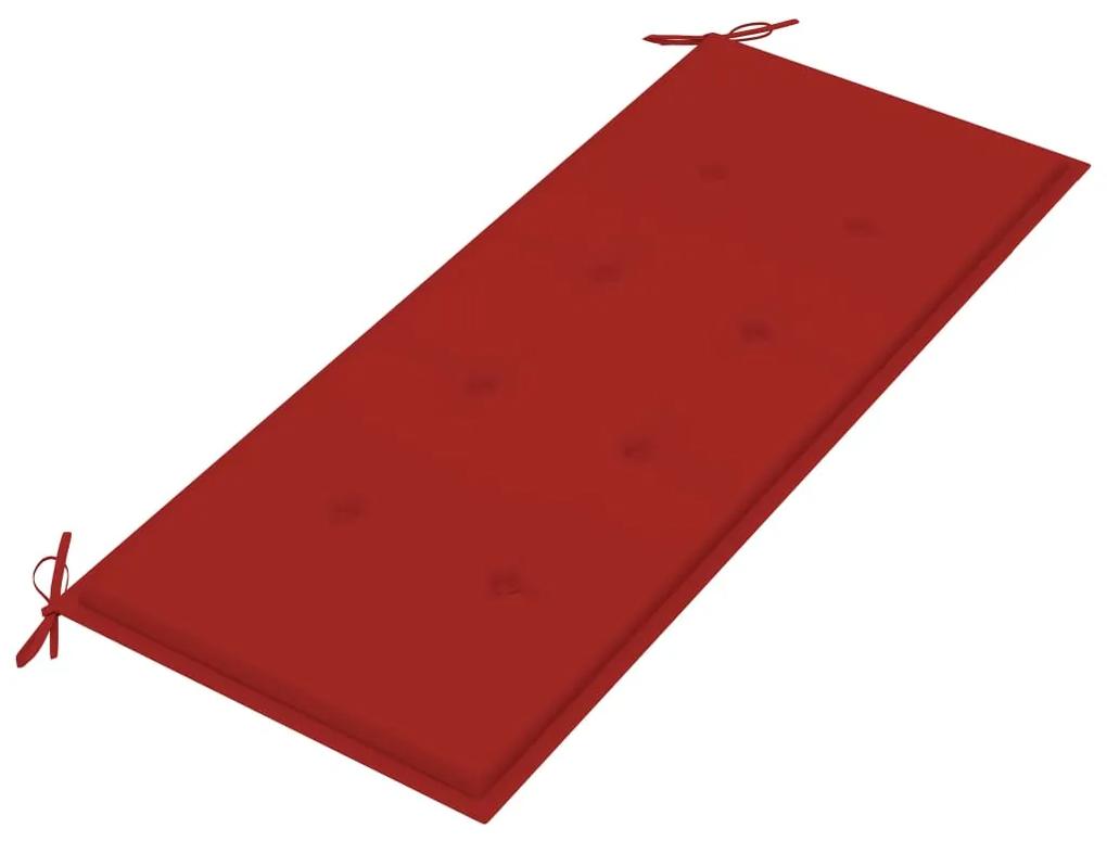 Lavice Batavia s červenou poduškou 120 cm masivní teakové dřevo,  3062160