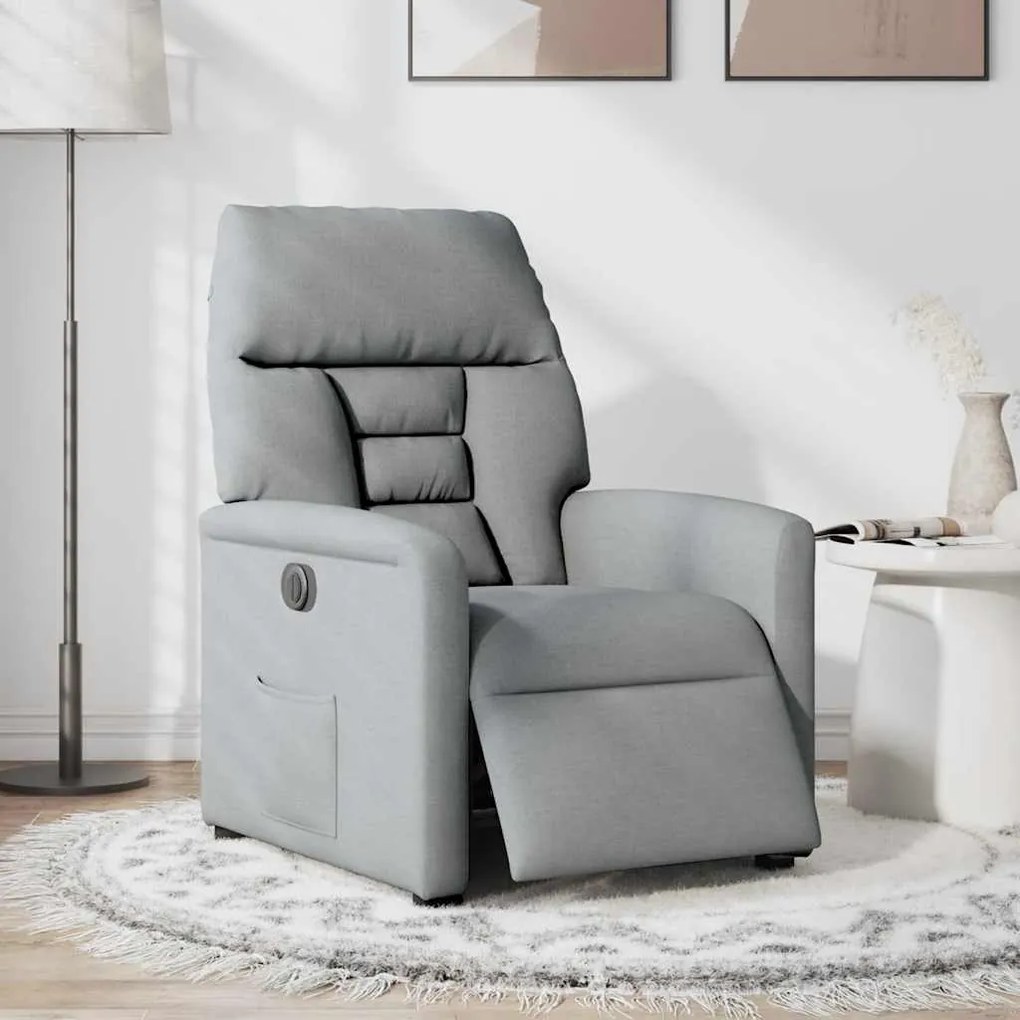Elektrické polohovací křeslo světle šedé textil 3303012