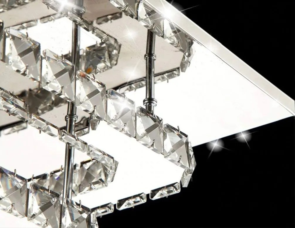 Toolight - LED křišťálová stropní lampa 8W čtvercová 30x30cm APP409-C, teplé světlo 3000K, OSW-65007