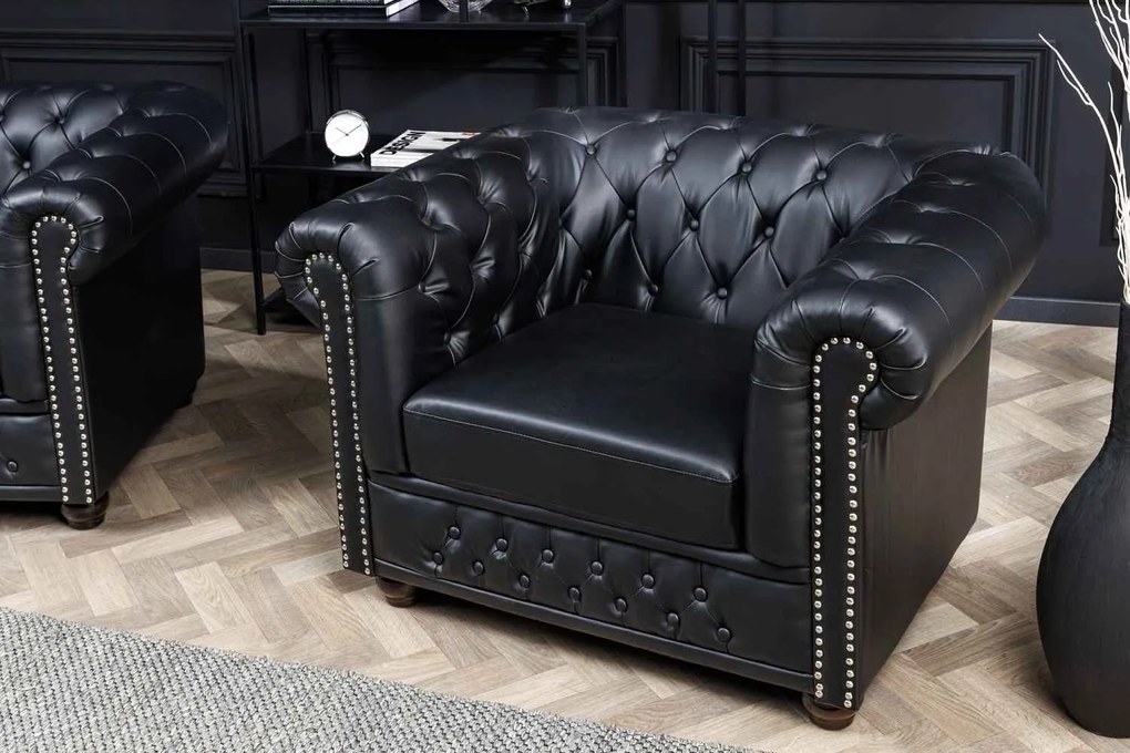 Designové křeslo Chesterfield černé