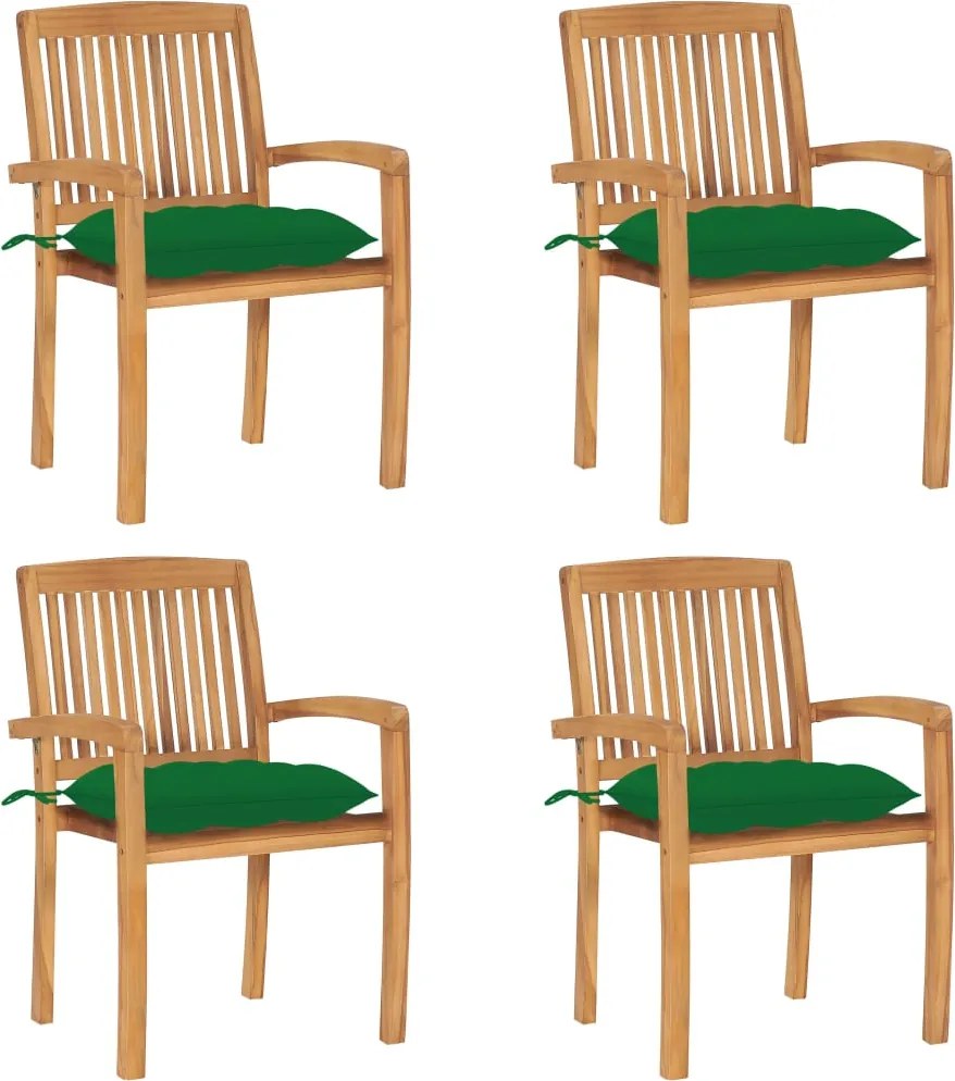 Stohovatelné zahradní židle s poduškami 4 ks masivní teak 3073260