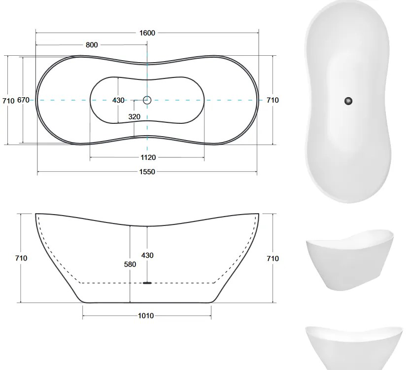 NIKIDO - B Volně stojící vana VIA 160x70