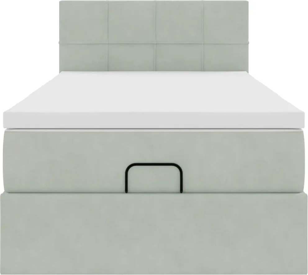 Osmanský rám postele s matrací světle šedá 80x200cm samet 3312584