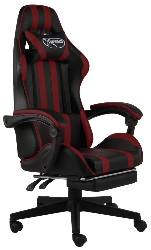20533 vidaXL Herní židle s podnožkou černo-vínová umělá kůže
