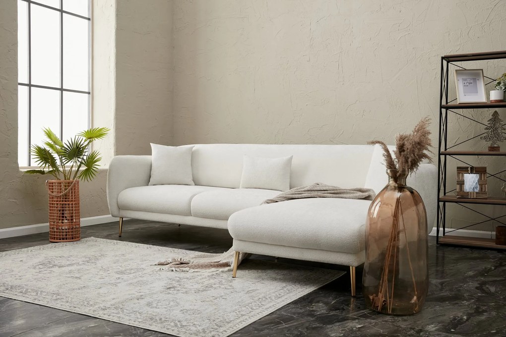 HANAH HOME Rohová pohovka SIMENA krémová pravá 266 cm 825BLC2832