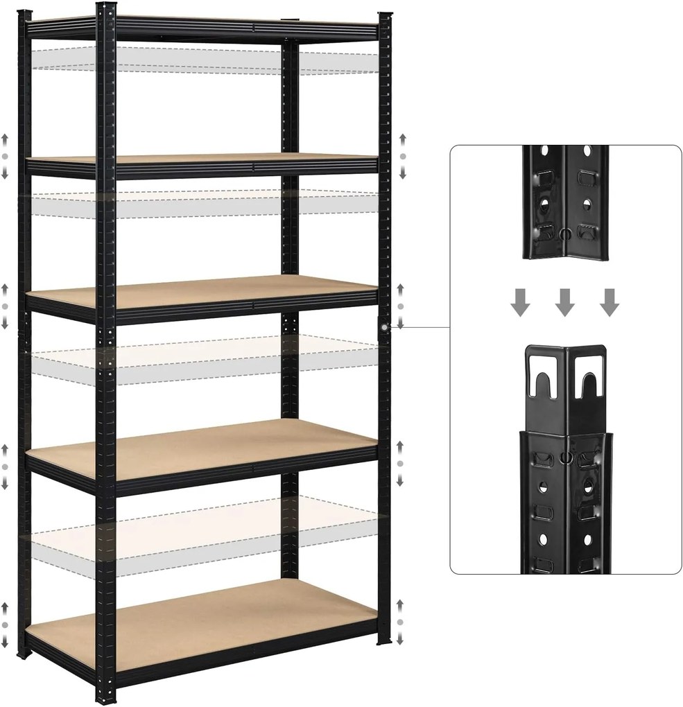 Sada 2 ks dílenských regálů Profa 200 cm černá/hnědá