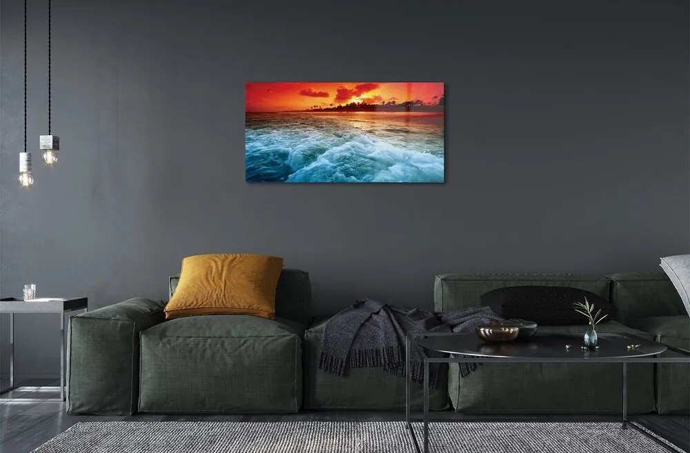 Obraz na skle Sea strom západ 120x60 cm