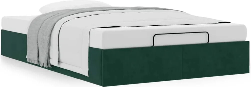 Osmanský rám postele bez matrace tmavě zelené 120x190 cm samet 3310952