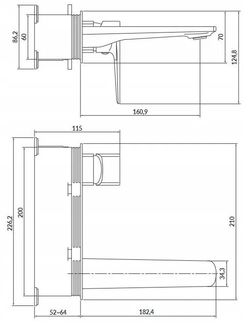 Cersanit Larga - podomítková umyvadlová baterie, chrom, S951-386