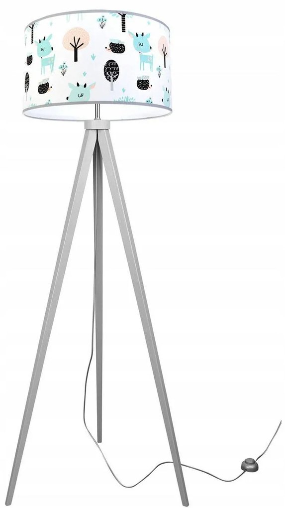 Dětská stojací lampa Bambi, 1x textilní stínítko se vzorem, (výběr ze 2 barev konstrukce)