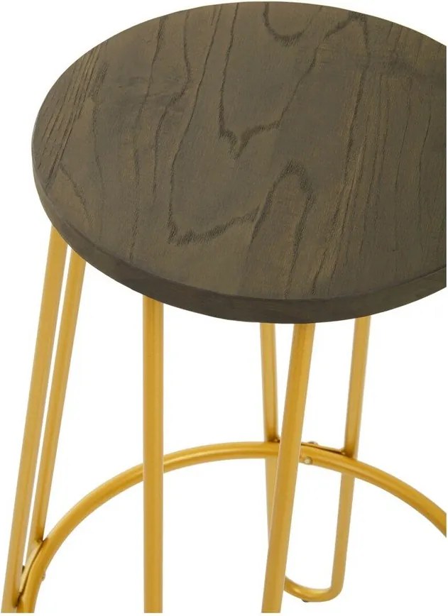 Barová stolička z jilmového dřeva ve zlaté barvě/v přírodní barvě (výška sedáku 75 cm) District – Premier Housewares
