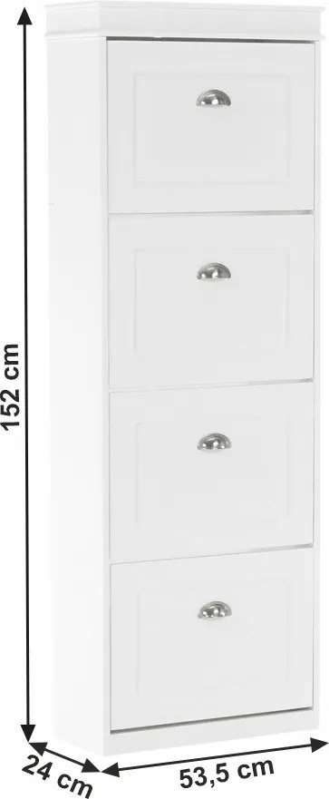 Botník, 4-řadový, bílá, SEBER TYP 3