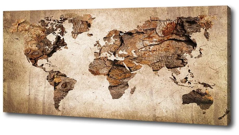 Wallmuralia Foto obraz canvas Mapa světa dřevo 125x50 cm