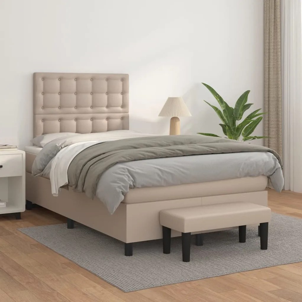 Box spring postel s matrací cappuccino 120x200 cm umělá kůže
