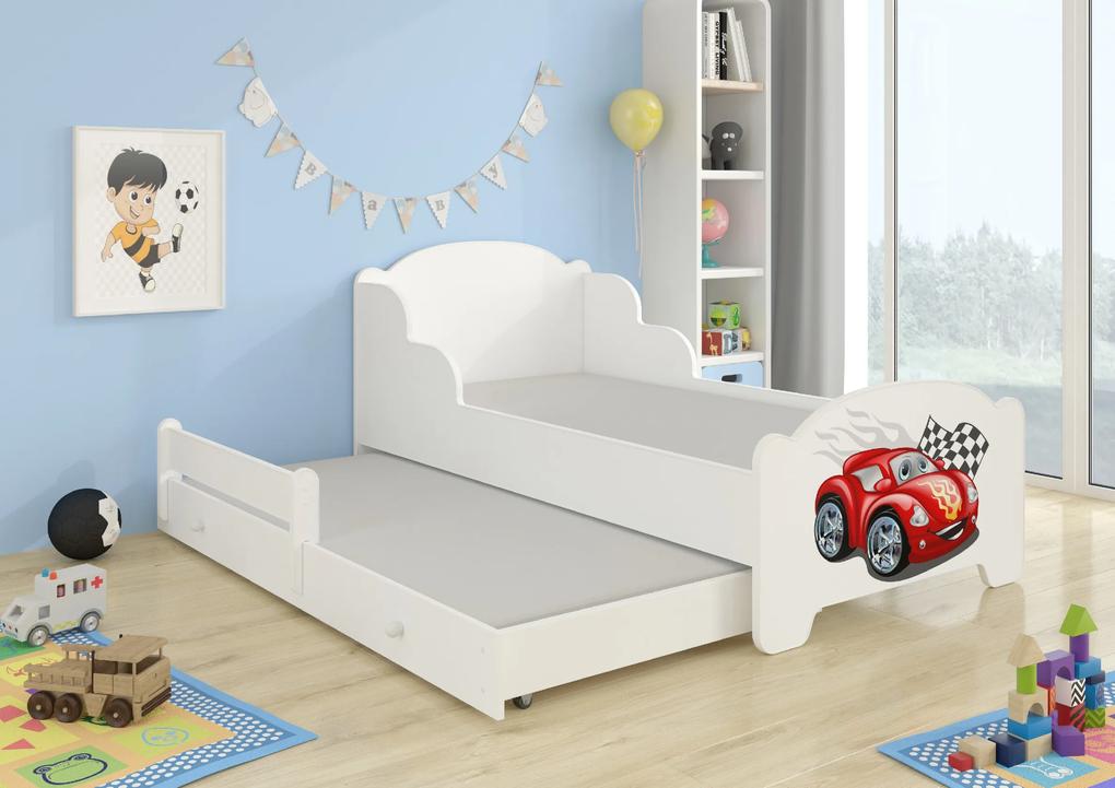 Dětská postel s matracemi AMADIS II 160x80 Motiv: CAR ZIGZAG