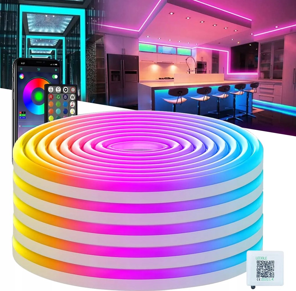 Neon Led Pásek 5050 Rgb Tuya Aplikace Dálkový Ovladač Vodotěsný Pásek Bluetooth 5 M