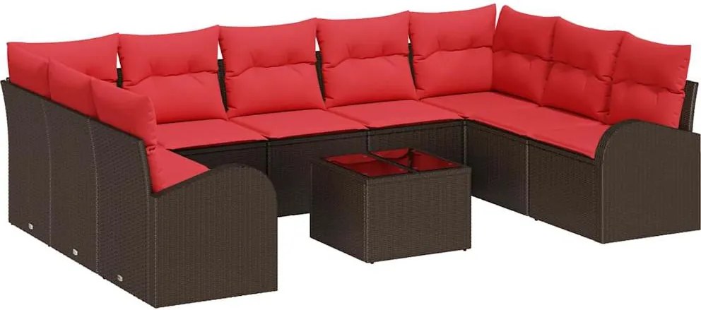 Set pohovek 10 ks Hnědá [Syntetika]: Poly Ratan 3346214