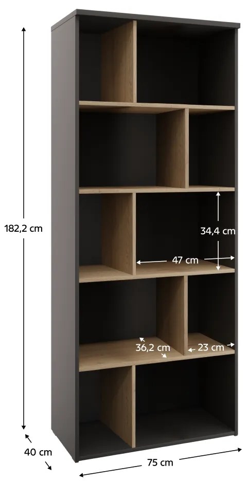 Kondela Regál, antracit/dub cremona, ADAPO ADP02
