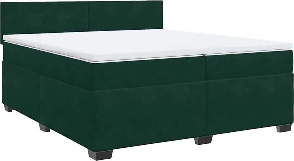 Box spring postel s matrací tmavě zelená 200x200 cm samet 3288699