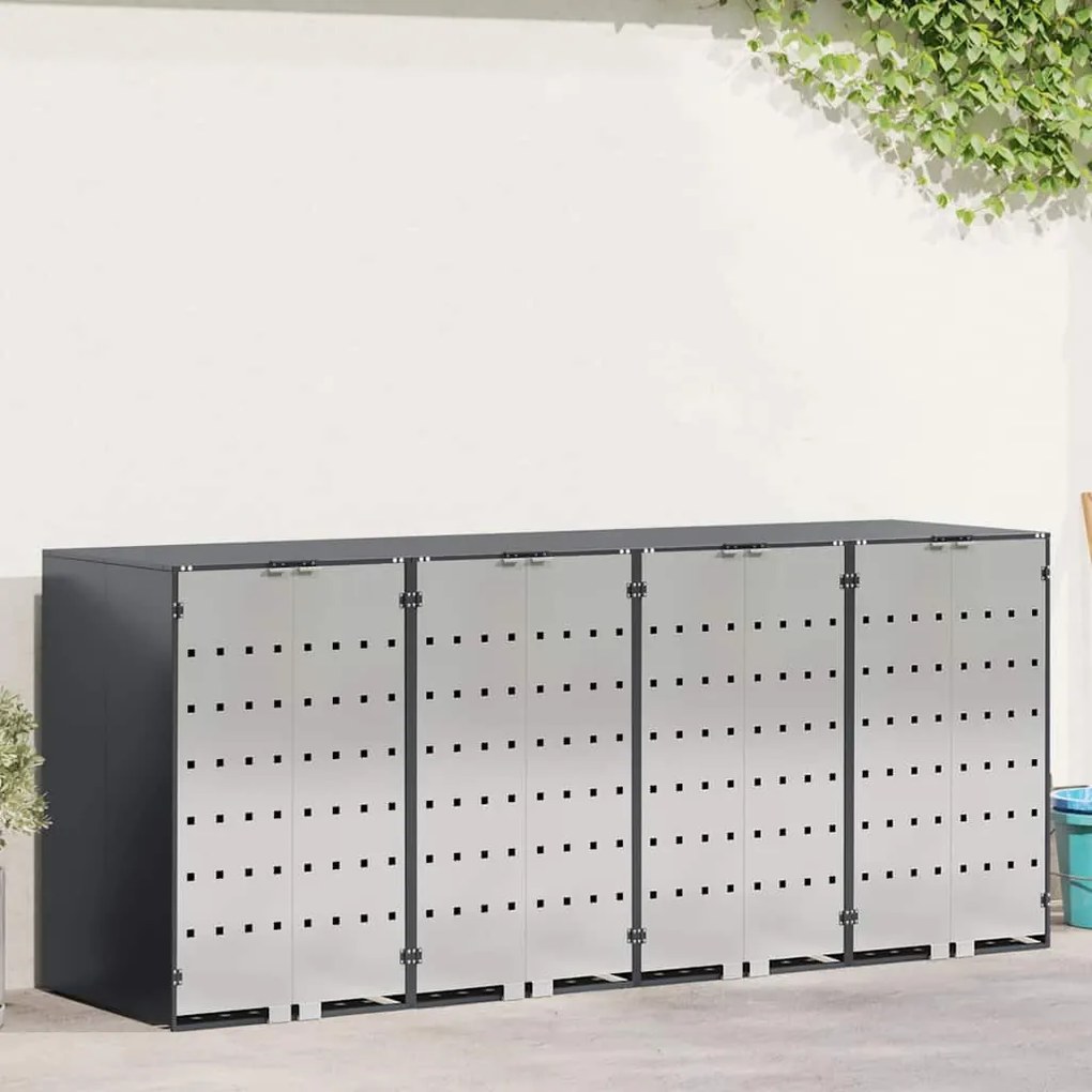 Úložný box na 3 popelnice Nerezová ocel Antracit 3394780