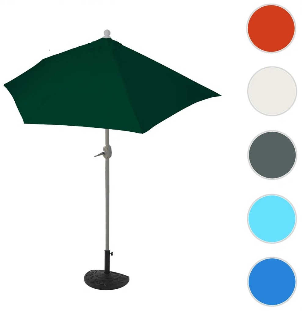 Slunečník půlkruh Parla - polyester/hliník - 270cm zelený se stojanem