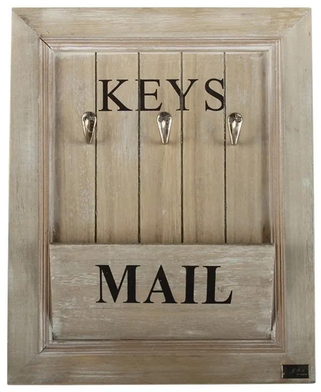 Přírodní dřevěný věšák na klíče a poštu - 33*6*41cm | BIANO