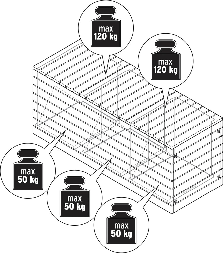 Tchibo - Zahradní lavice s truhlíky - barva: hnědá