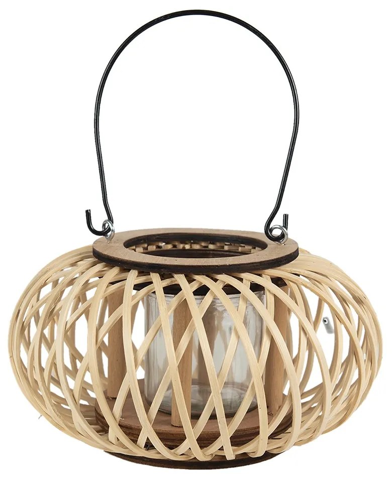 Přírodní dřevěná lucerna Bamboo - Ø 23*12 cm