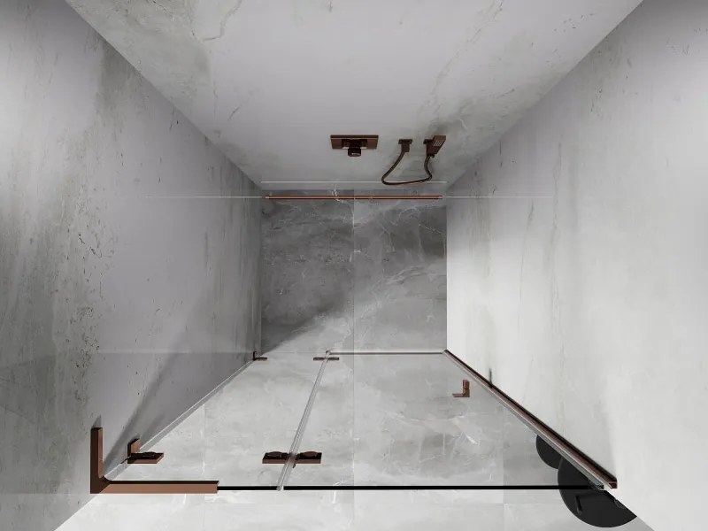 Mexen Lunar L, levé otočné sprchové dveře 100 cm, 8mm čiré sklo, růžové zlato profil, 834L-100-000-60-00-L