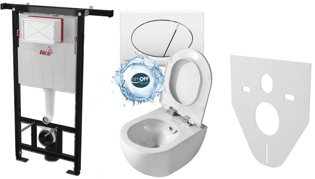 Alcaplast AM102/1120 Jádromodul komplet do bytových jader se závěsným WC Creavit FREE FE322 Rim-Off + bidet 2v1