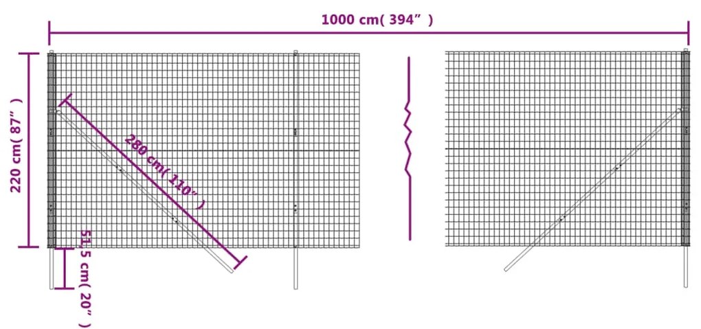 Drátěné pletivo zelené 2,2 x 10 m pozinkovaná ocel - Default Title