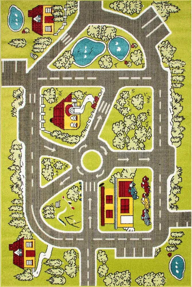 Dětský kusový koberec Křižovatky zelený, Velikosti 133x190cm