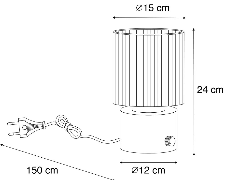 Art Deco stolní lampa černá s kouřovým sklem - Laura