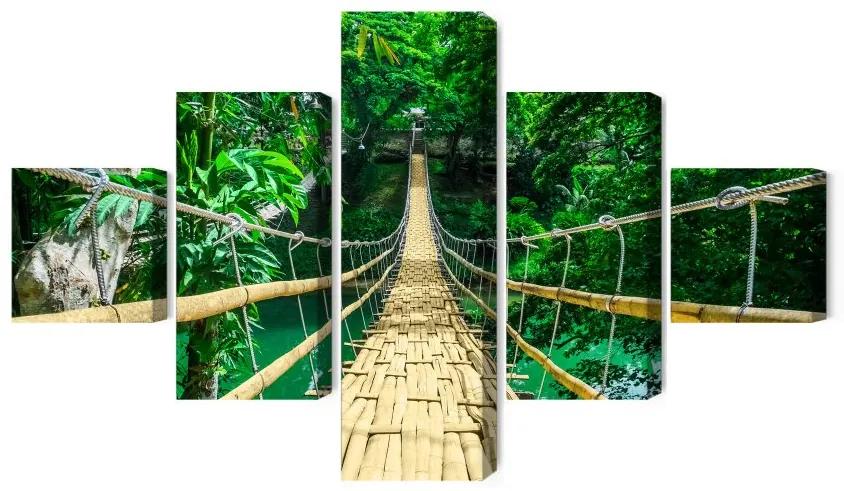 Vícedílný obraz Bambusový Most V Tropickém Lese Nedostatek Nedostatek Plátno Canvas 250x150