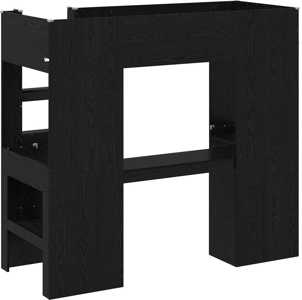 Rám patrové postele se stolem s policí Černý dub 75 x 190 cm 3410428