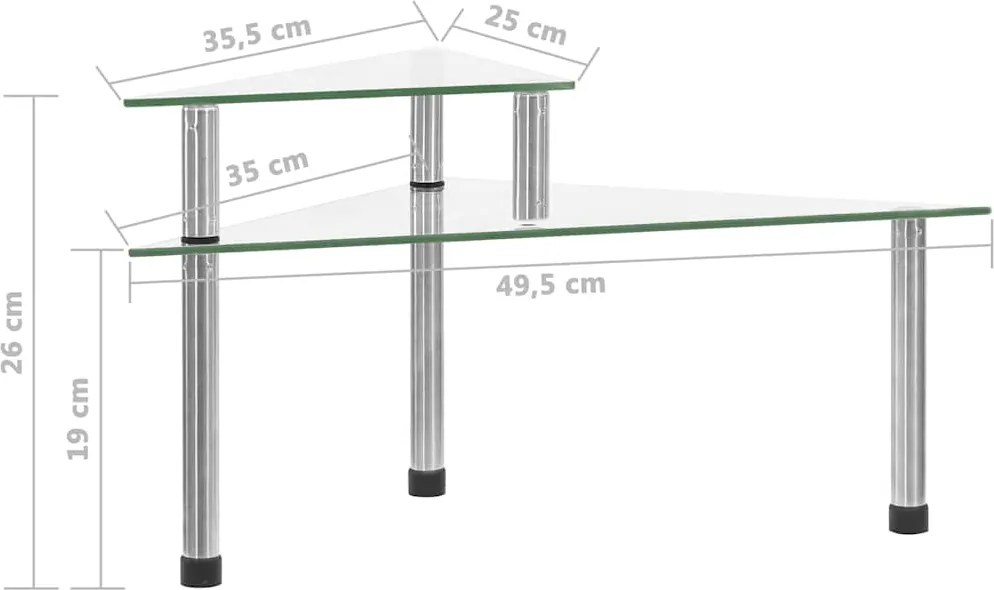 Kuchyňská police průhledná 49,5 x 35 x 19 cm tvrzené sklo 249525
