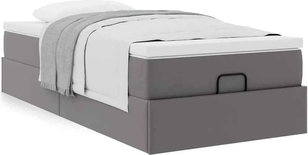 Osmanský rám postele s matrací šedá 80x200cm umělá kůže 3311009