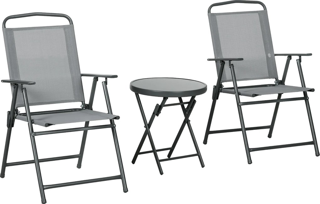 Sada venkovního bistro nábytku Zahradní bistro set Skládací bistro set, 53,5 cm x 64 cm x 93 cm, světle šedý