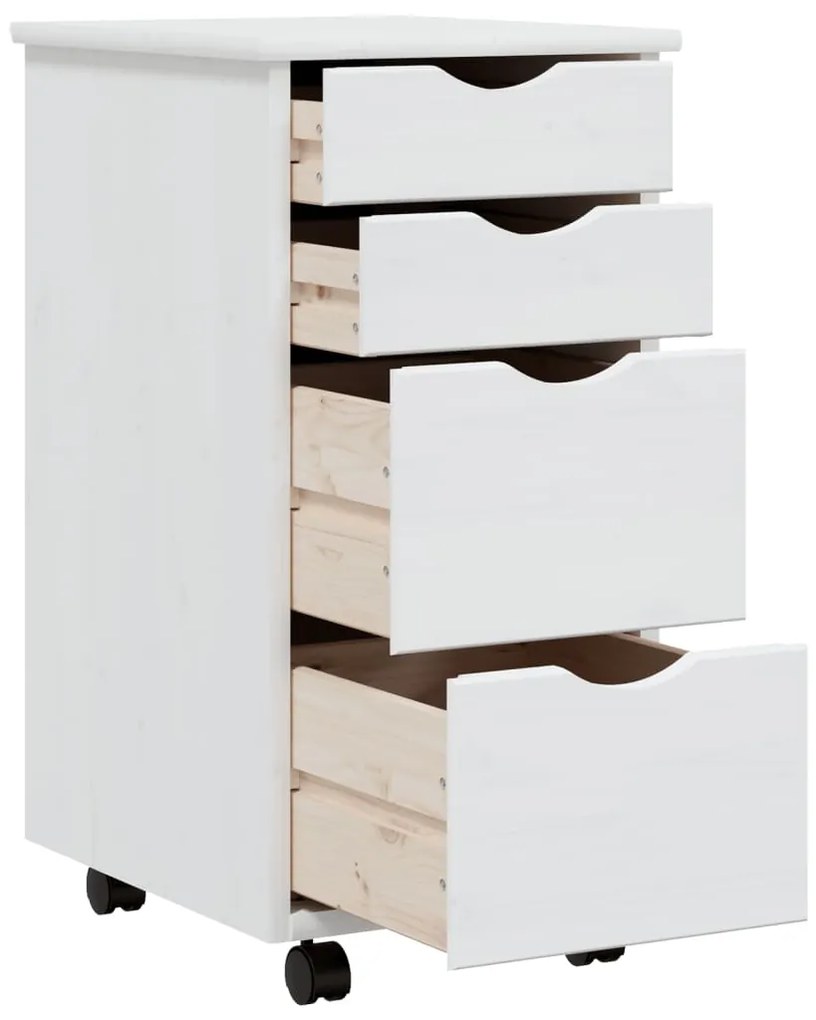 Zásuvková skříňka na kolečkách MOSS bílá masivní borové dřevo - Default Title