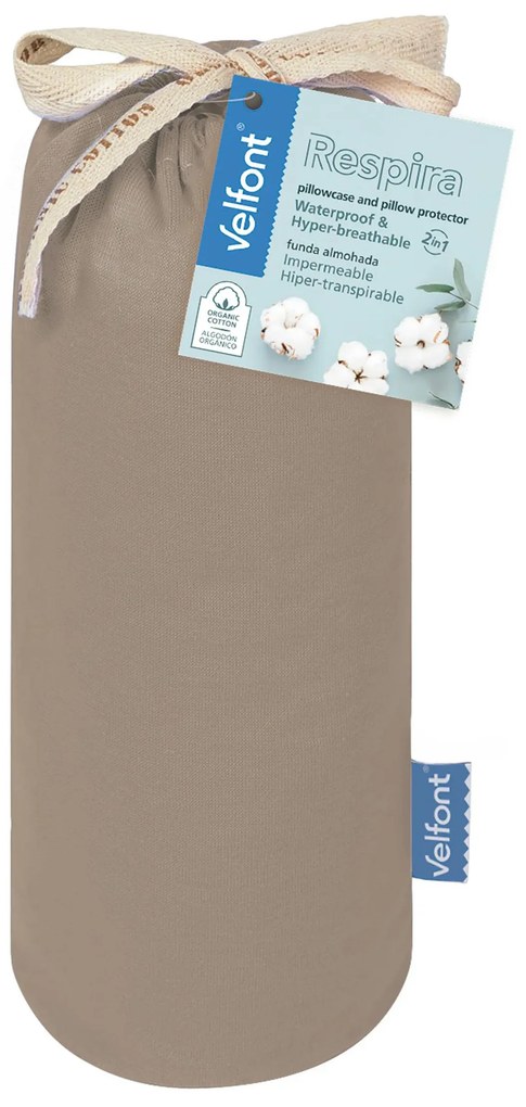Velfont HPU Respira 100% organická bavlna polštářový chránič 50x70 cm - taupe