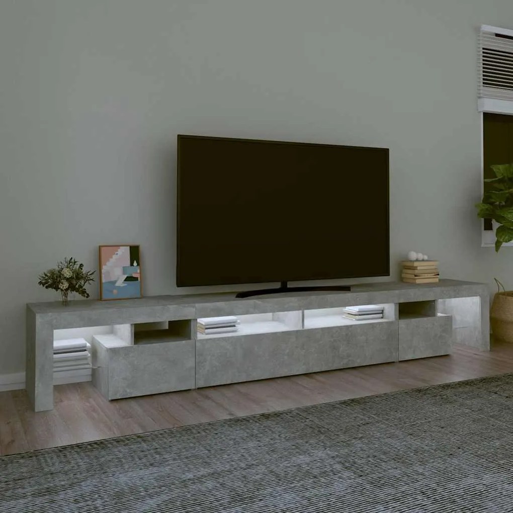 TV skříňka s LED osvětlením betonově šedá 260x36,5x40 cm 3152781