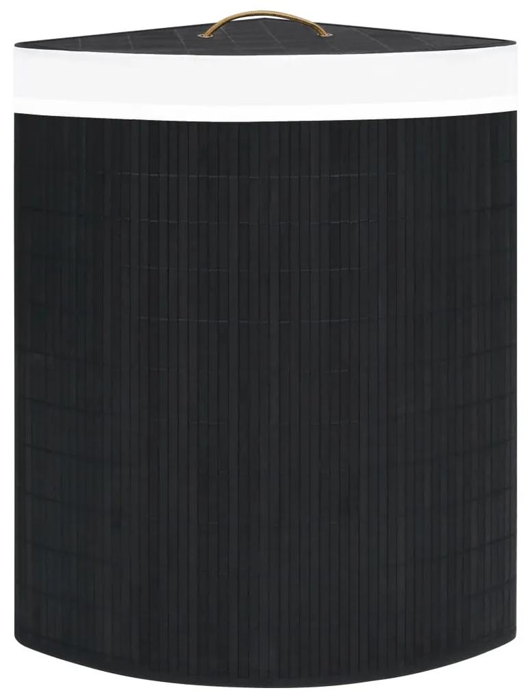 Rohový bambusový koš na prádlo černý 60 l