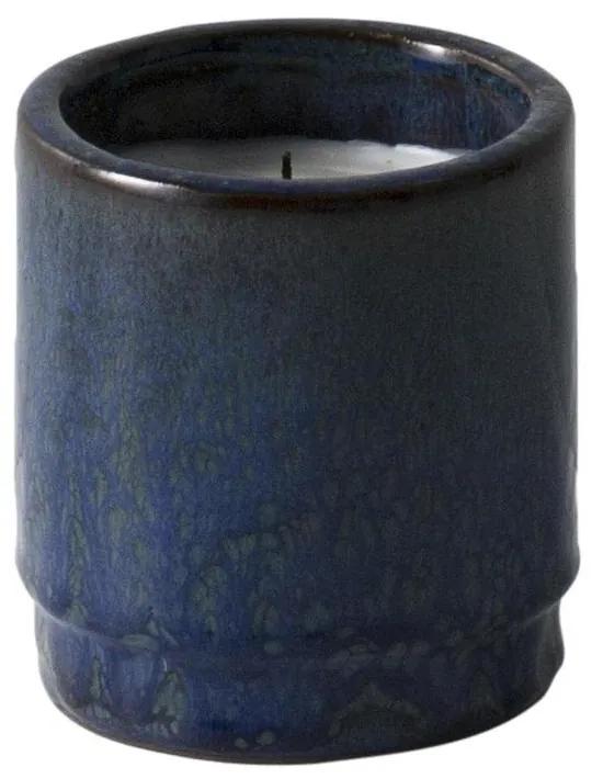 ferm LIVING Vonná svíčka v keramickém svícnu Blue, modrá barva, keramika, vosk