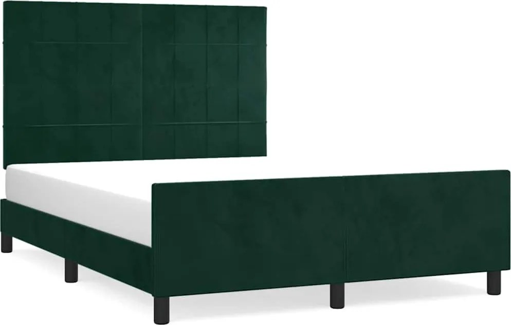 Rám postele bez matrace tmavě zelená 140 x 200 cm samet 3125760