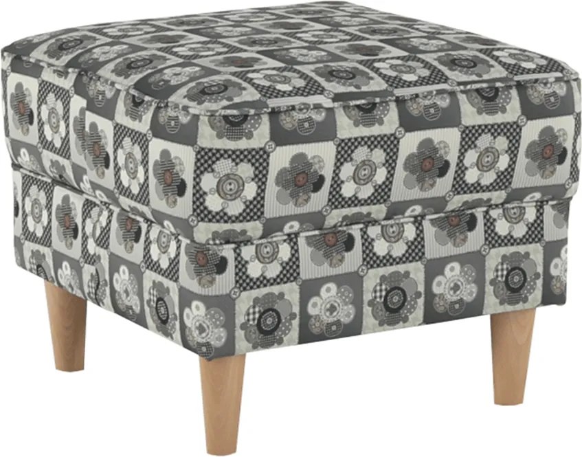 ušák, křeslo, s taburetem, látka patchwork N1, Tempo Kondela ASTRID