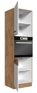 Vysoká kuchyňská skříňka pod troubu Woodline 60 DP-210 2F, Barva: dąb lancelot / dark wood