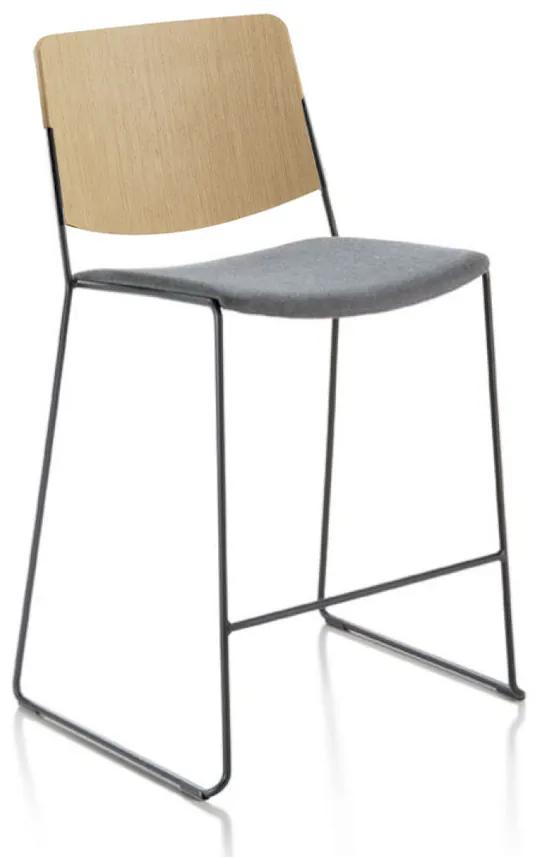 Fornasarig - Dubová barová židle LINK 60X Counter s čalouněným sedákem