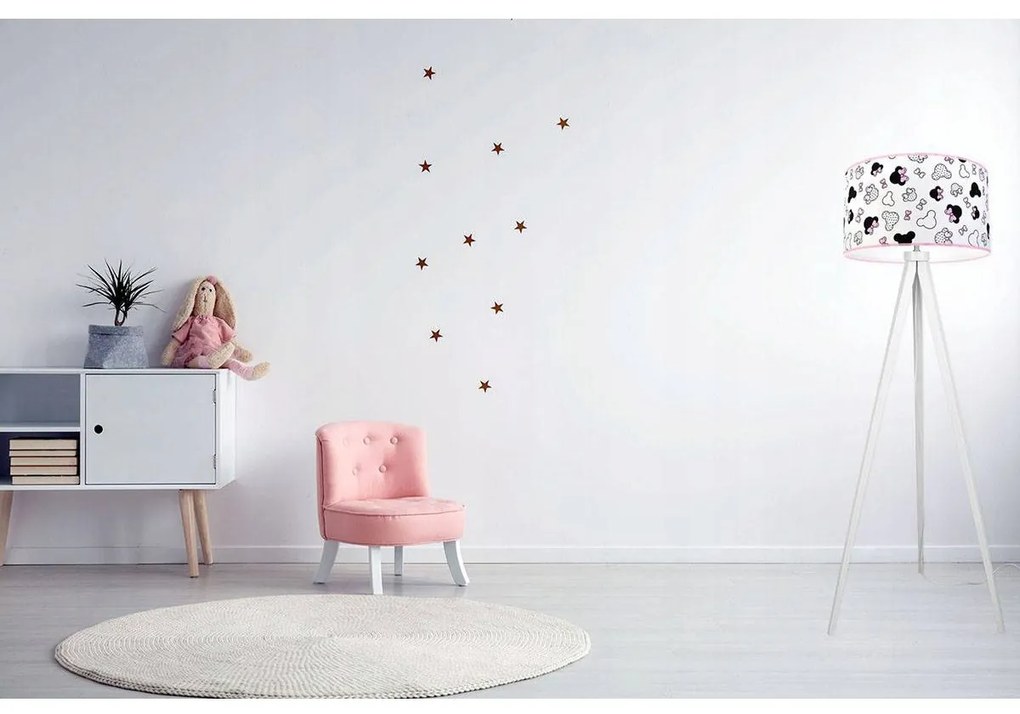 Dětská stojací lampa Minnie, 1x textilní stínítko, (výběr ze 2 barev konstrukce)
